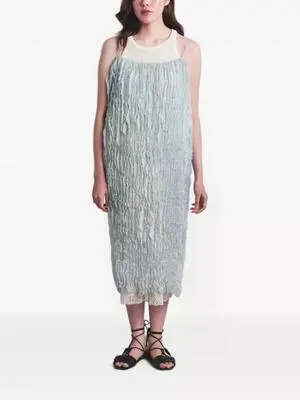 MULLER OF YOSHIOKUBO Textured Layered-hem Midi Dress - Blue