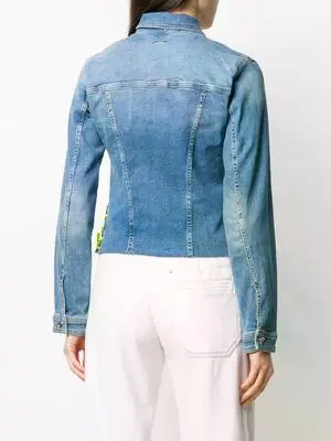 Liu Jo Cropped Denim Jacket With Chest Logo