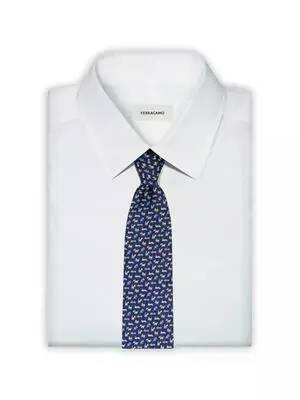 FERRAGAMO Silk Neck Tie With Dog Print