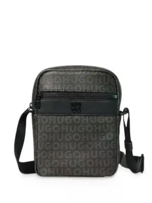 Hugo Logo Print Messenger Bag - Black