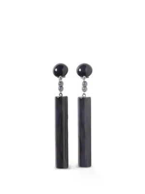 Emporio Armani Marbled Effect Logo Earrings - Silver