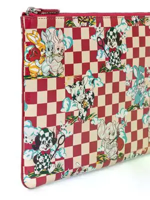 Kenzo Cartoon Check-pattern Animal-print Pouch