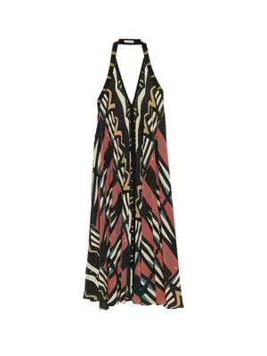 VOLANTIS Geometric Print Maxi Dress