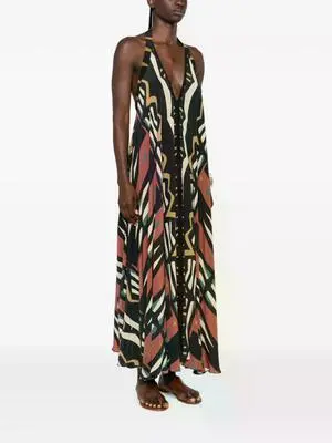 VOLANTIS Geometric Print Maxi Dress