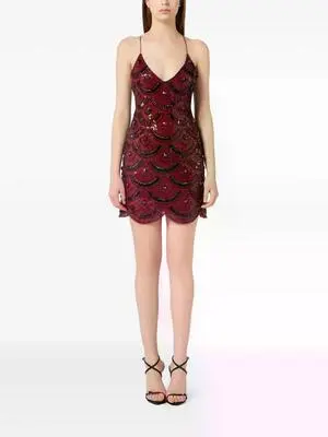 Philipp Plein Sequin-embellished Scallop-edge Mini Dress
