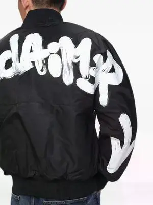 DISCLAIMER Logo Print Bomber Jacket