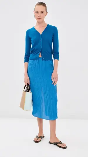Tibi Mercerized Wool Shrunken Cardigan