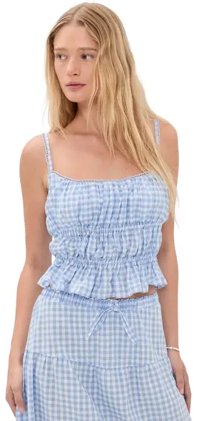 Peixoto Amelia Top - Cloud Blue Gingham