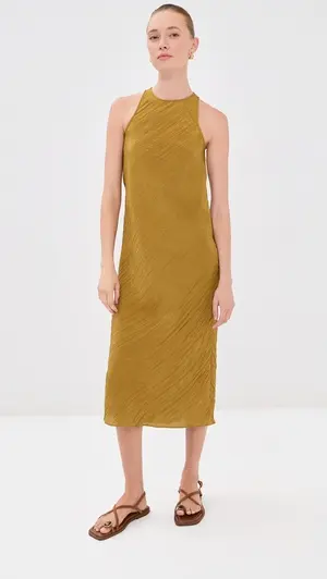 Tibi The Crinkle Slip Midi Bias Dress