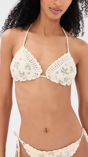 Agua Bendita Bea Handmade Crochet Triangle Top