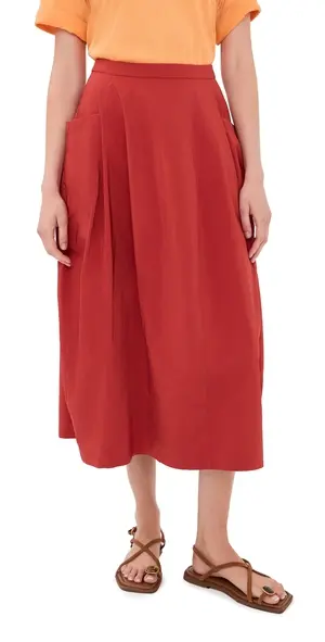 Tibi Nylon Lantern Skirt - Red