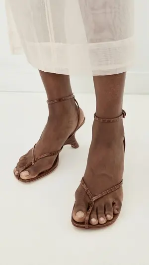 Simkhai Kelsey Embossed Leather Strappy Wedge Sandals