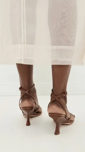 Simkhai Kelsey Embossed Leather Strappy Wedge Sandals