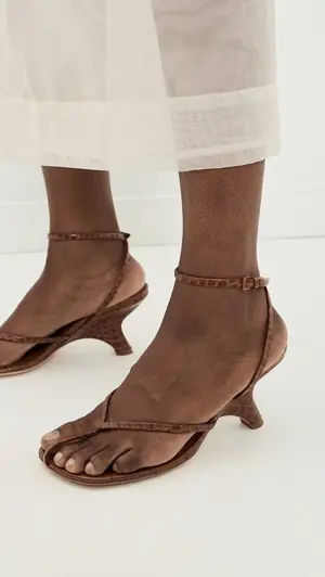 Simkhai Kelsey Embossed Leather Strappy Wedge Sandals