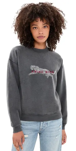 ANINE BING Spencer Leopard Sweatshirt