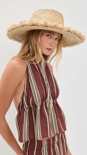 Lele Sadoughi Fringe Straw Hat