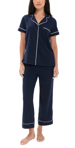 PETITE PLUME Cropped Pajamas Set - Navy