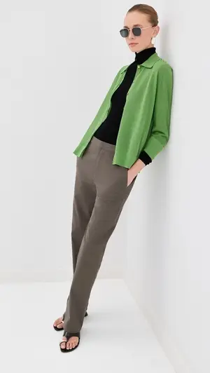Tibi Featherweight Ribbed Split Neck Turtleneck Sweater