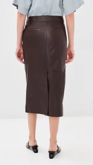 Tibi Leather Midi Trouser Skirt