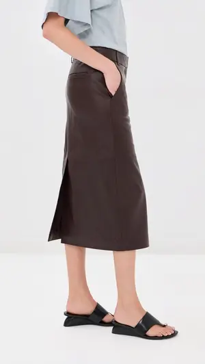 Tibi Leather Midi Trouser Skirt