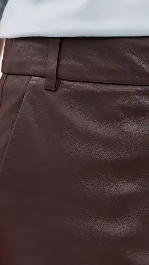 Tibi Leather Midi Trouser Skirt
