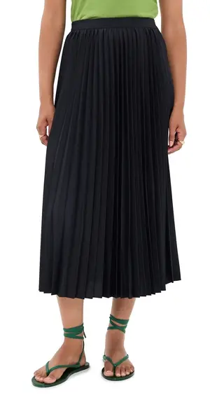 Tibi Pleated Sunray Skirt - Navy