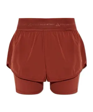 Adidas By Stella McCartney Logo Printed Drawstring Shorts - Red
