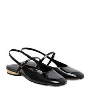 TOD'S Patent Leather Slingback Flats - Black