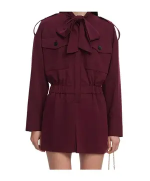 SELF-PORTRAIT Tie-neck Elasticated-waist Mini Playsuit
