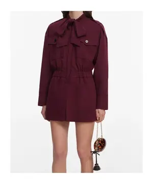 SELF-PORTRAIT Tie-neck Elasticated-waist Mini Playsuit