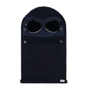 C.P. COMPANY Goggle-detail Ribbed Knit Balaclava - Blue