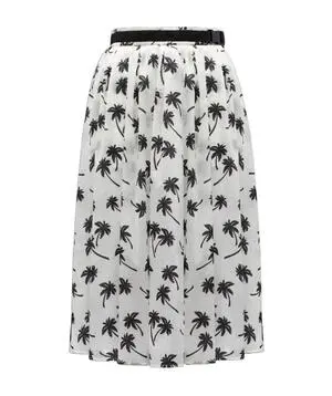 Moncler Palm Tree-print Midi Skirt - Gray