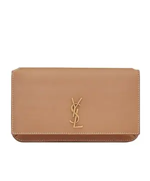 Saint Laurent Monogram Phone Holder With Strap In Vintage Smooth Leather