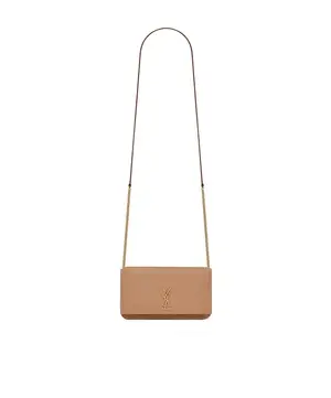 Saint Laurent Monogram Phone Holder With Strap In Vintage Smooth Leather