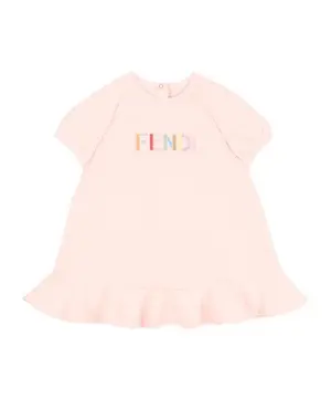 Fendi Logo-embroidered Ruffled Dress