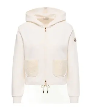 Moncler Cotton Blend Zip-up Sweatshirt - White