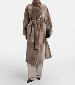 Brunello Cucinelli Shearling Wrap Coat