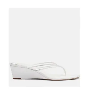 Veronica Beard Clea Leather-trimmed Wedge Thong Sandals
