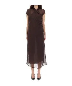 Paloma Wool Draped Silk Dress - Black