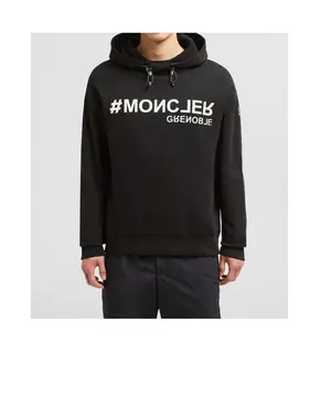 Moncler Logo Printed Jersey Hoodie - Black