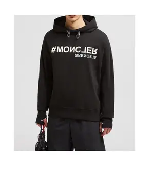 Moncler Logo Printed Jersey Hoodie - Black