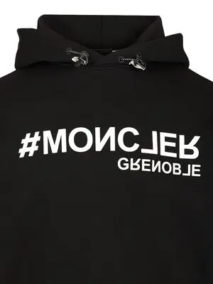 Moncler Logo Printed Jersey Hoodie - Black