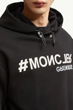 Moncler Logo Printed Jersey Hoodie - Black