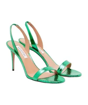 AQUAZZURA Snake-effect Leather Sandals - Green