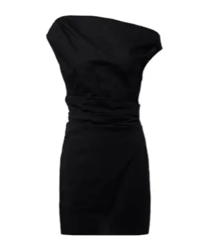 Staud Phare Ruched Cotton Poplin Minidress - Black