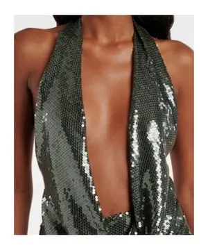 Alex Perry Draped Halterneck Sequined Minidress