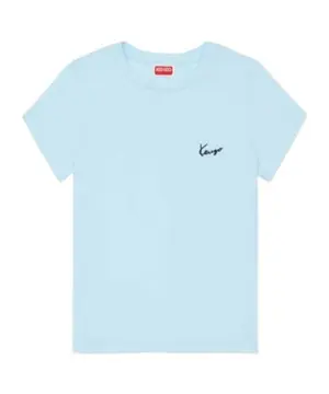 Kenzo Signature Embroidered Cotton T-shirt - Blue