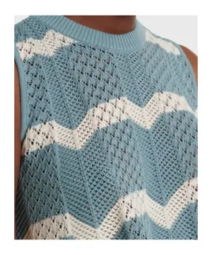 La DoubleJ Chevron Crochet Cotton Crop Top