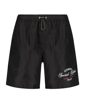 Iceberg Elastic Waist Swim Trunks - Black