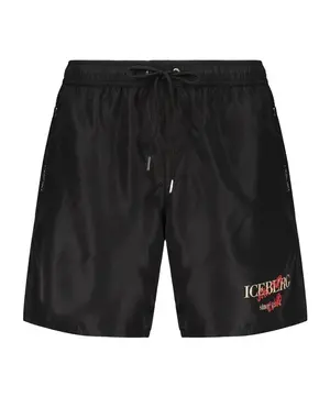 Iceberg Elastic Waist Swim Trunks - Black